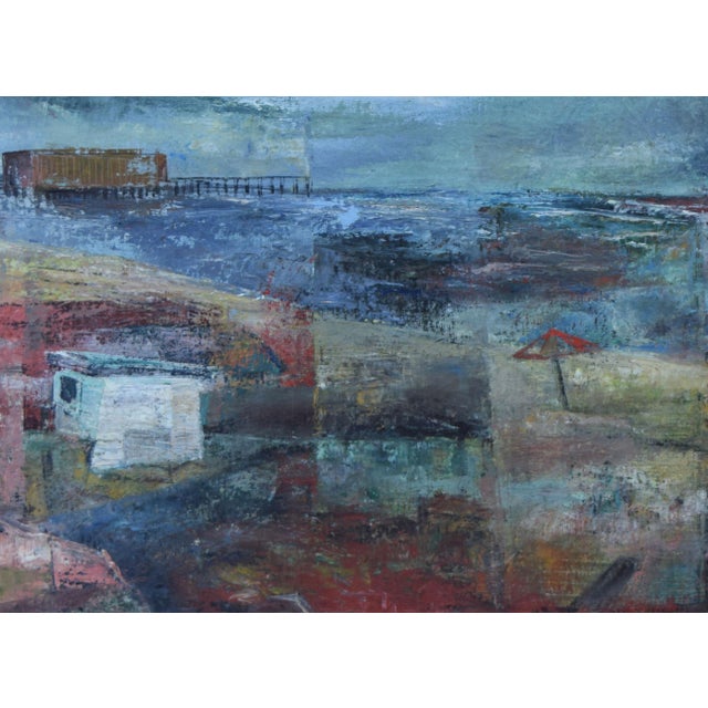 Vintage Mid Century Modern Abstract Cubist Beach Scene Seascape Oil ...