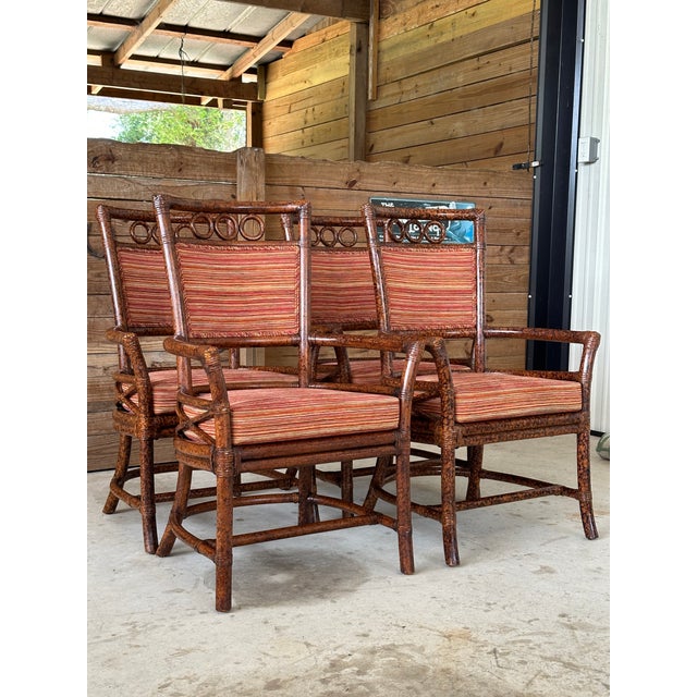 Set of Four Vintage Coastal Ficks Reed Tortoise Rattan Dining Chairs ...