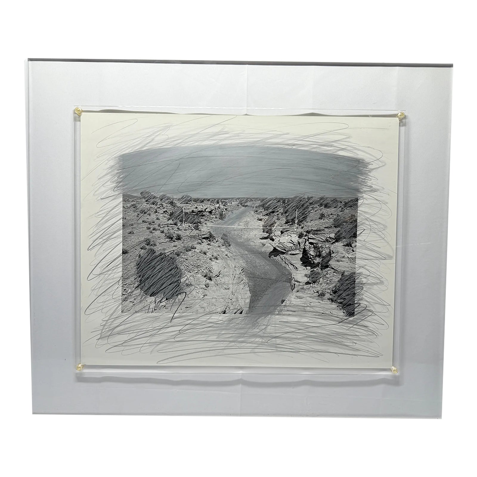 Rick Dingus "Navajo Pipeline" Graphite on Photograph C. 1980 Signed ...