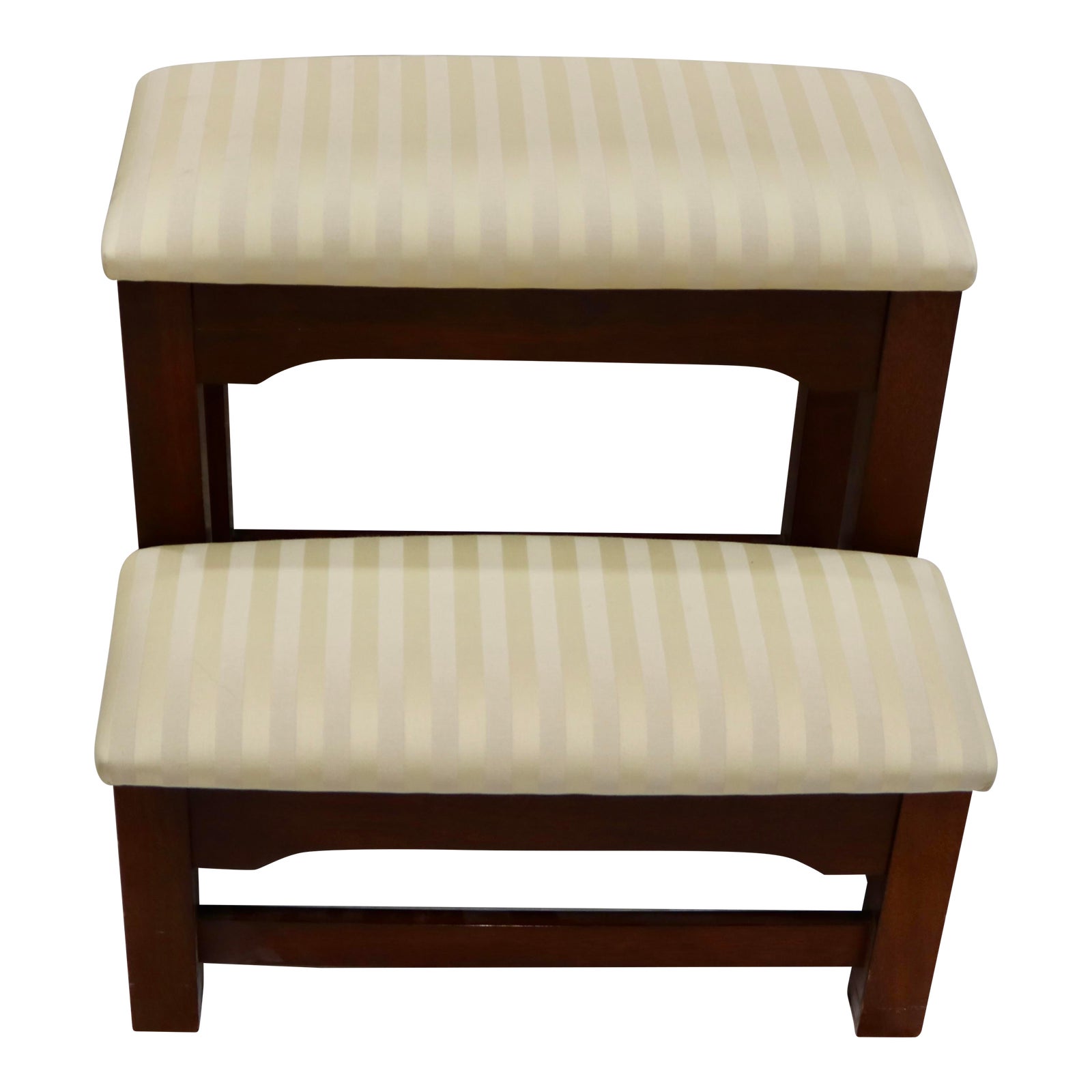 1990s Craftique Mahogany Upholstered Bedside Steps | Chairish