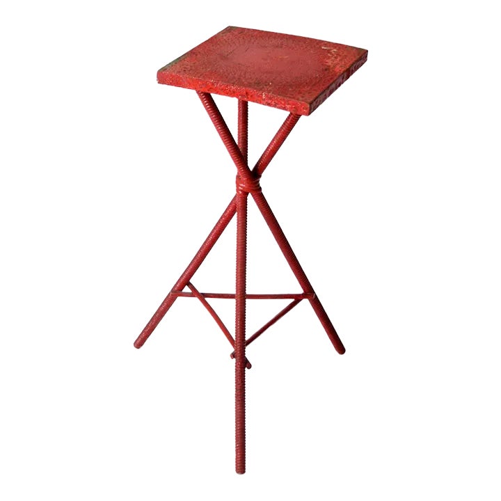 Antique Red Folk Art Table | Chairish