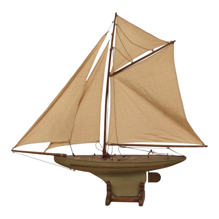 Antique Edwardian Pond Yacht Sailboat | Chairish