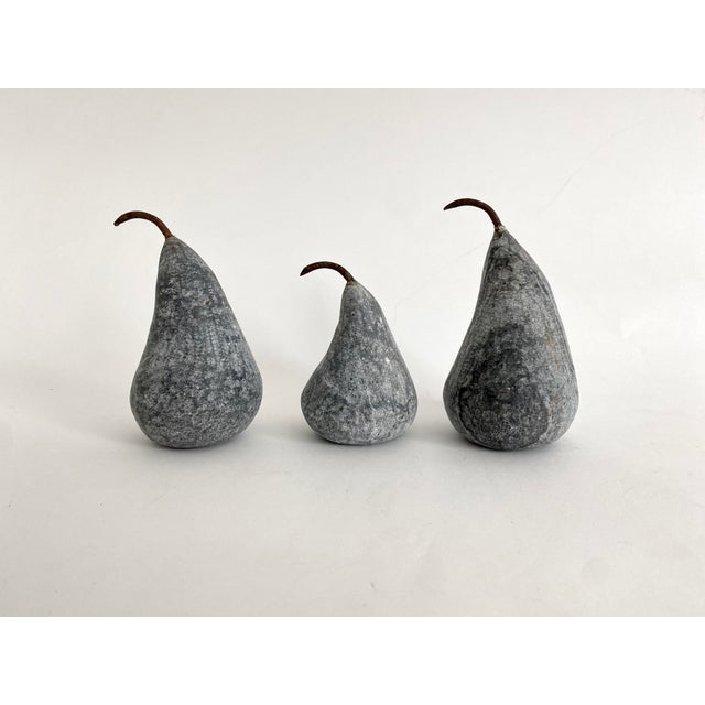 Small Hand-Carved Gray Marble Pear | Chairish
