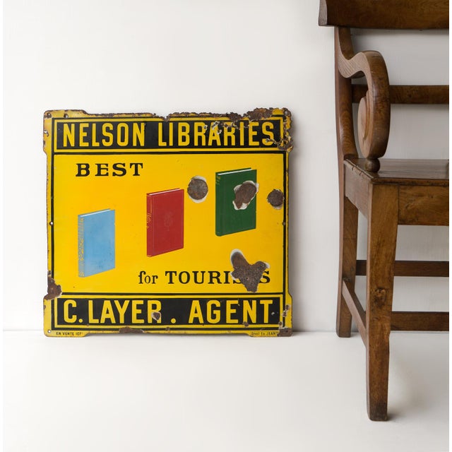 Antique French Enamel Book Shop Sign, Vintage Publishing Advertising, C ...