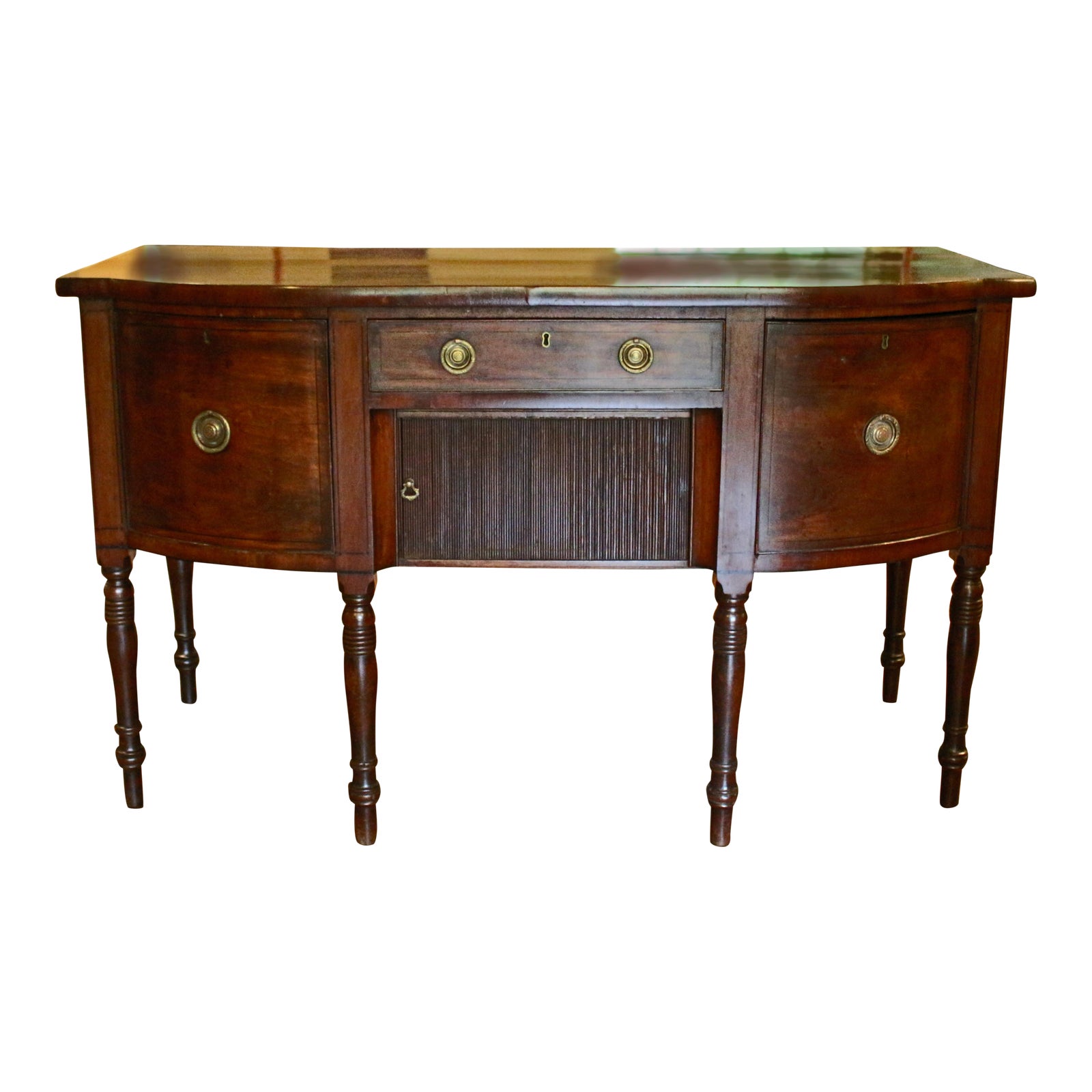 1815 Sheraton Style Regency Bowfront Sideboard | Chairish