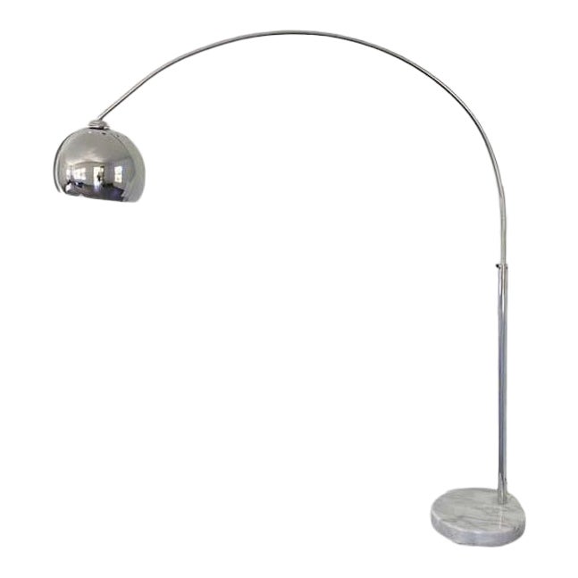 Marble and Chrome Arch Floor Lamp | Chairish