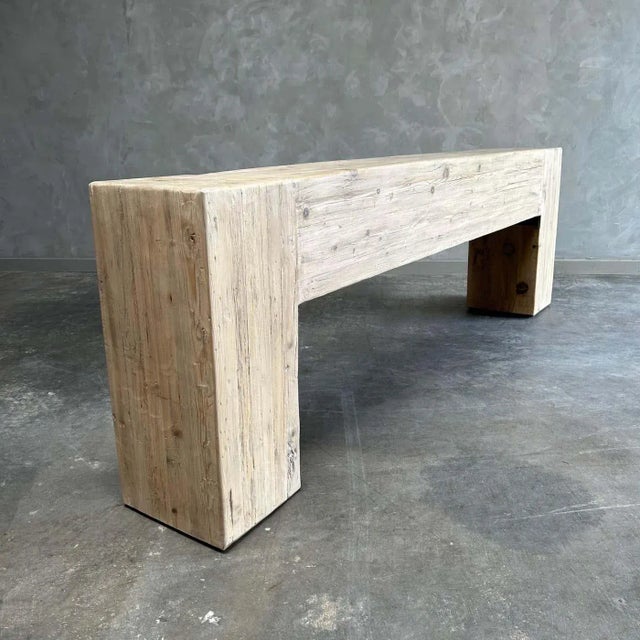 Reclaimed Elm Wood Beam Style Console Table | Chairish