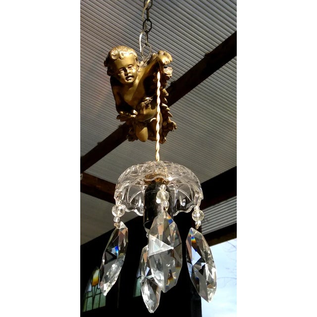 19thc Antique French Rococo Flying Bronze Cherub Ceiling Pendent/ Flush ...