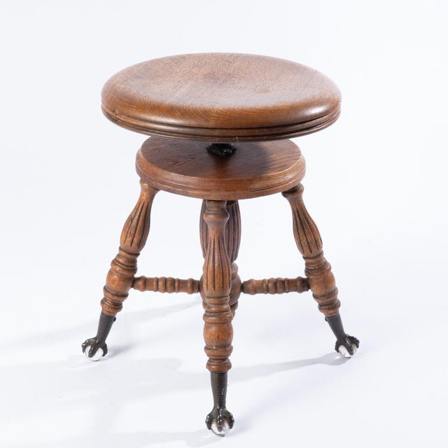 Early 20th Century Antique Oak Piano Stool | Chairish