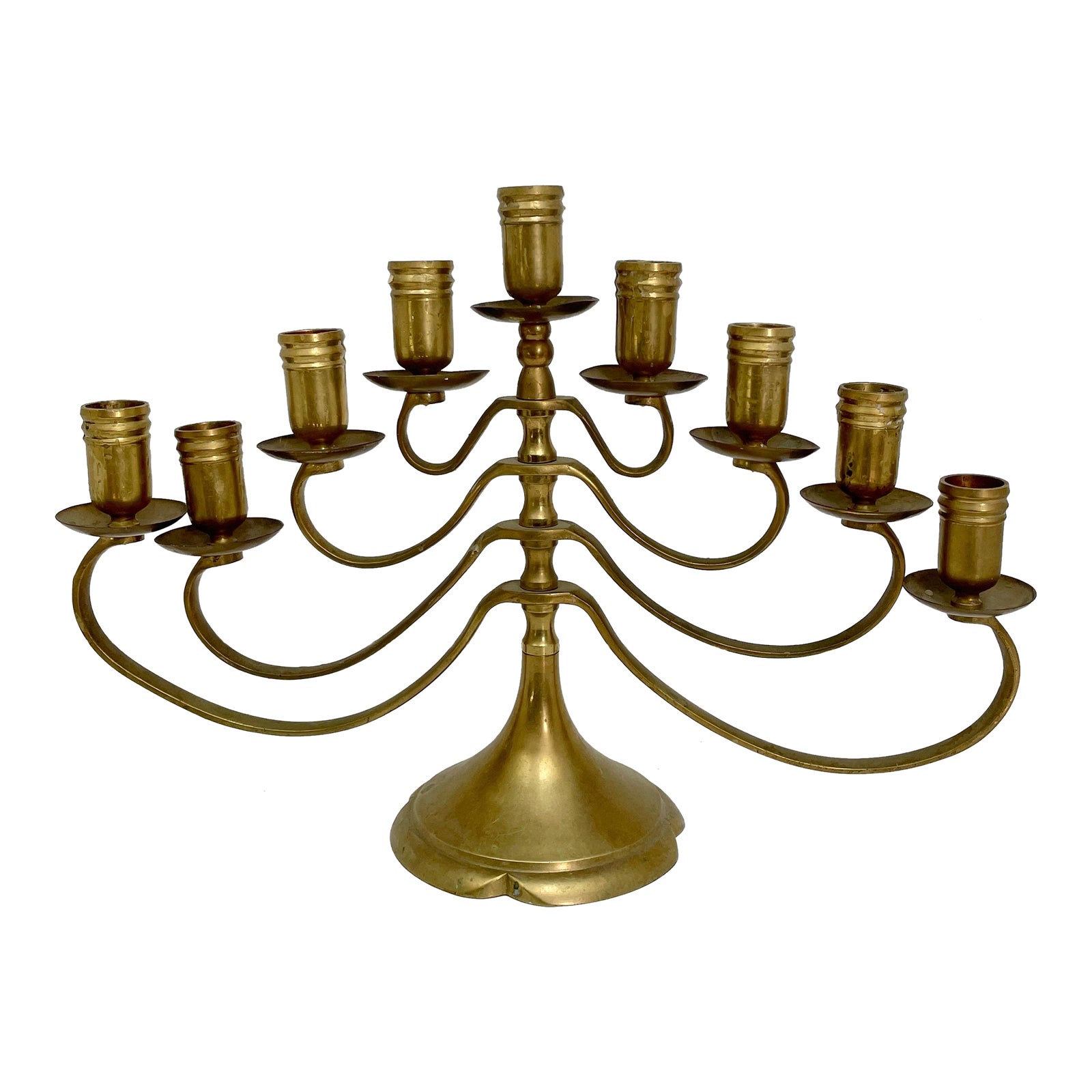 1980s Nine Candle Rotating Brass Candelabra or Menorah - | Chairish