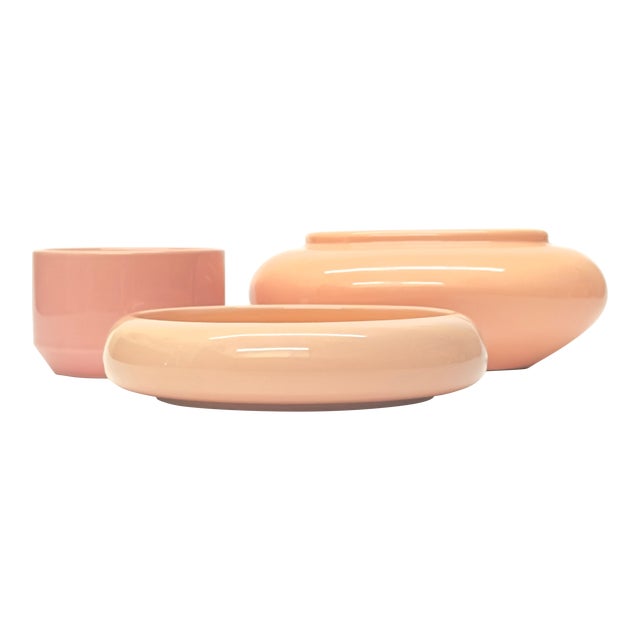 Vintage Mid Century Modern Blush Pink Planters - Set of 3 | Chairish