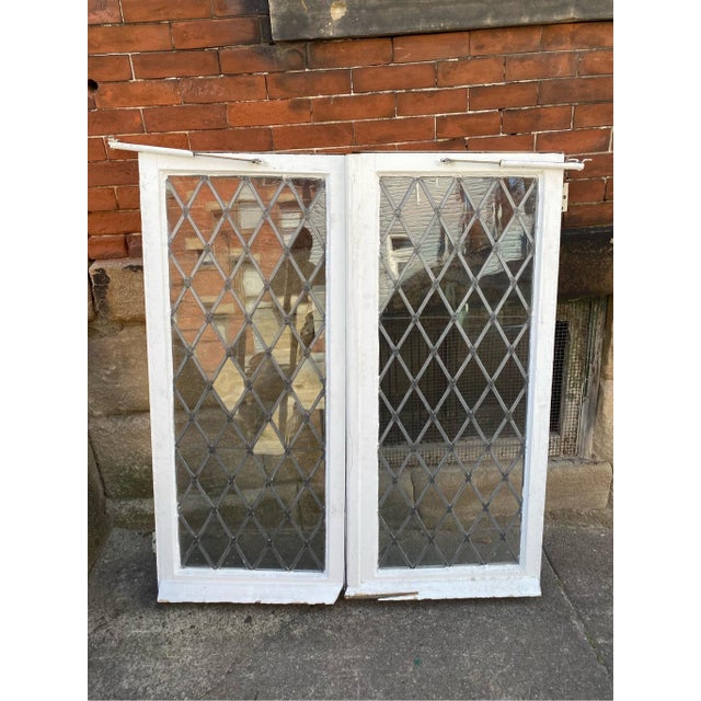 Antique Diamond Leaded Double Windows - a Pair | Chairish