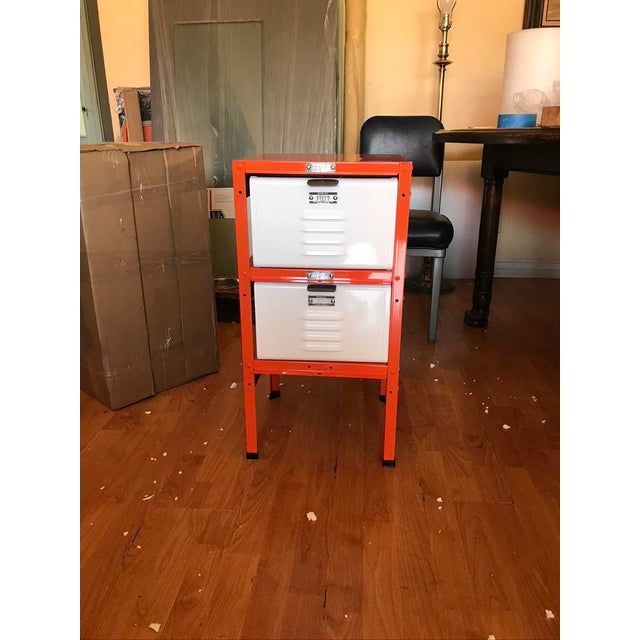 Vintage Steel Basket Locker Nightstand | Chairish