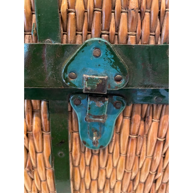 Vintage Woven Rattan Trunk/Suitcase | Chairish