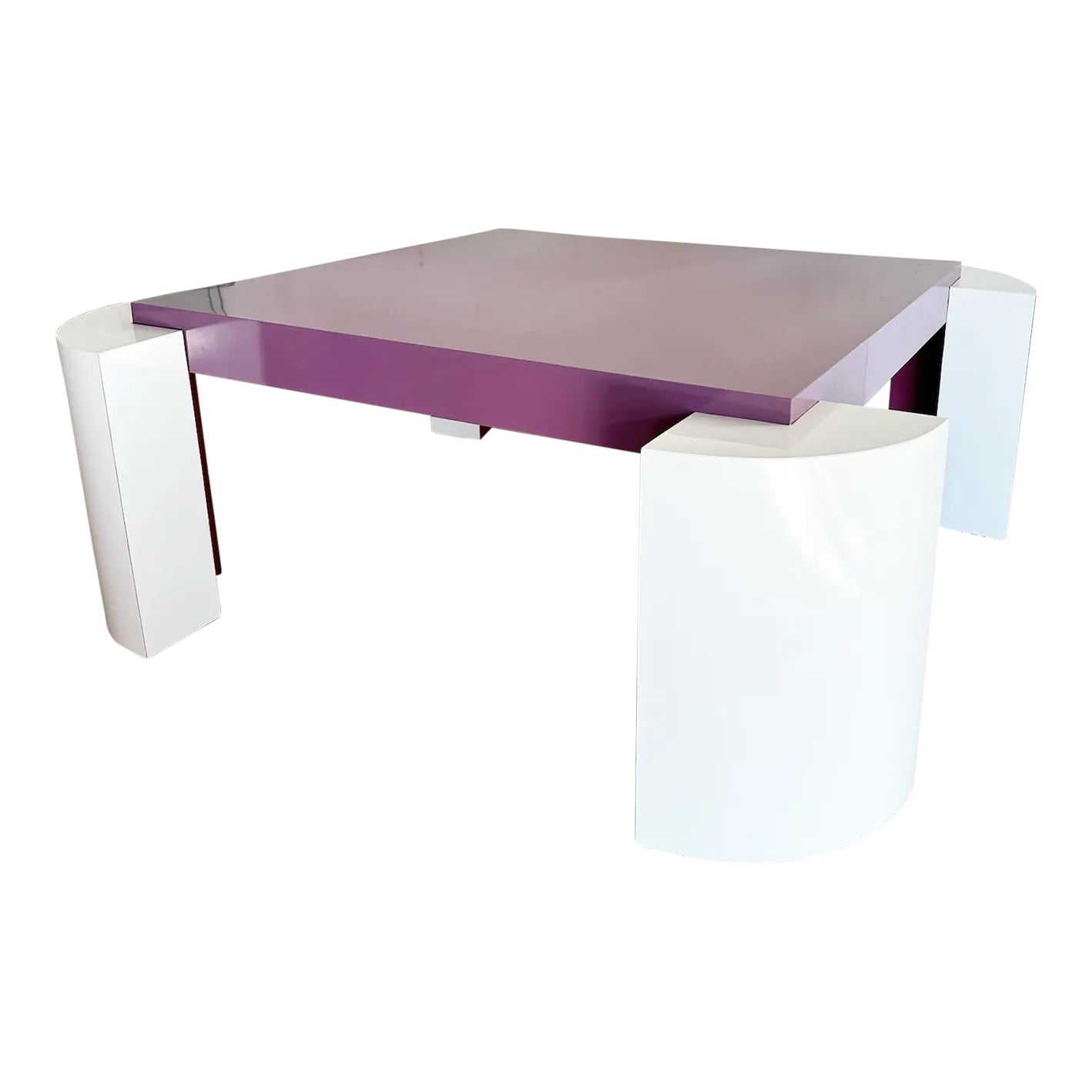 Postmodern Purple and White Lacquer Laminate Coffee Table | Chairish