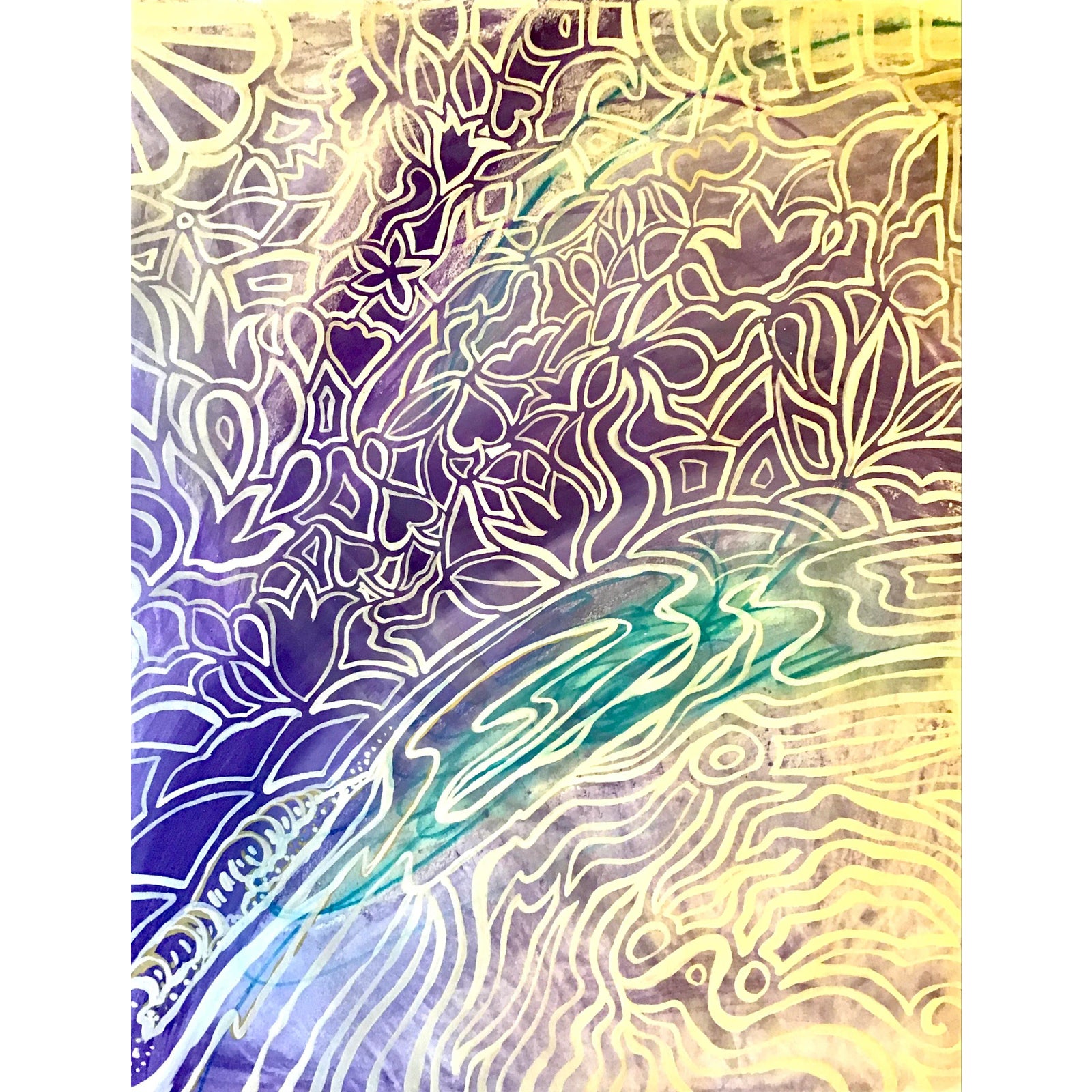 "Hawaiian Dream" Contemporary Abstract Botanical Acrylic and Ink ...