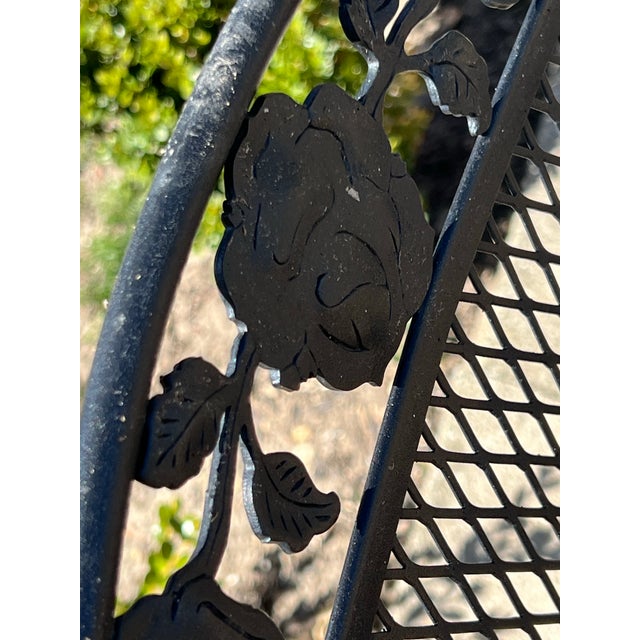 Vintage Woodard Wrought Iron Rose Pattern Springer Patio Chairs a Pair ...