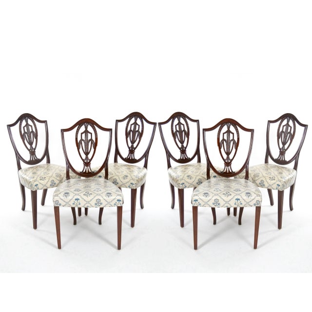 Eight Antique Hepplewhite Carved Mahogany Prince of Wales Dining Side ...