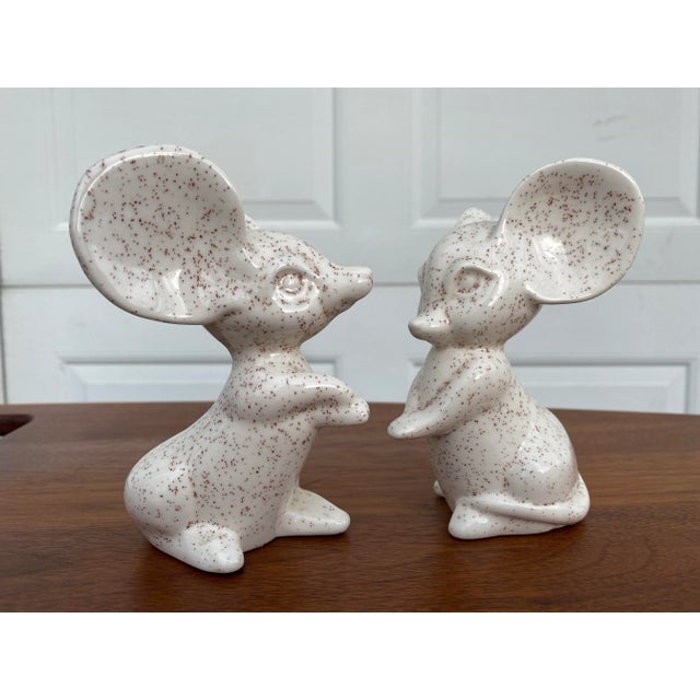 Pair of Mid 20th Century Ceramic Speckled Mice | Chairish
