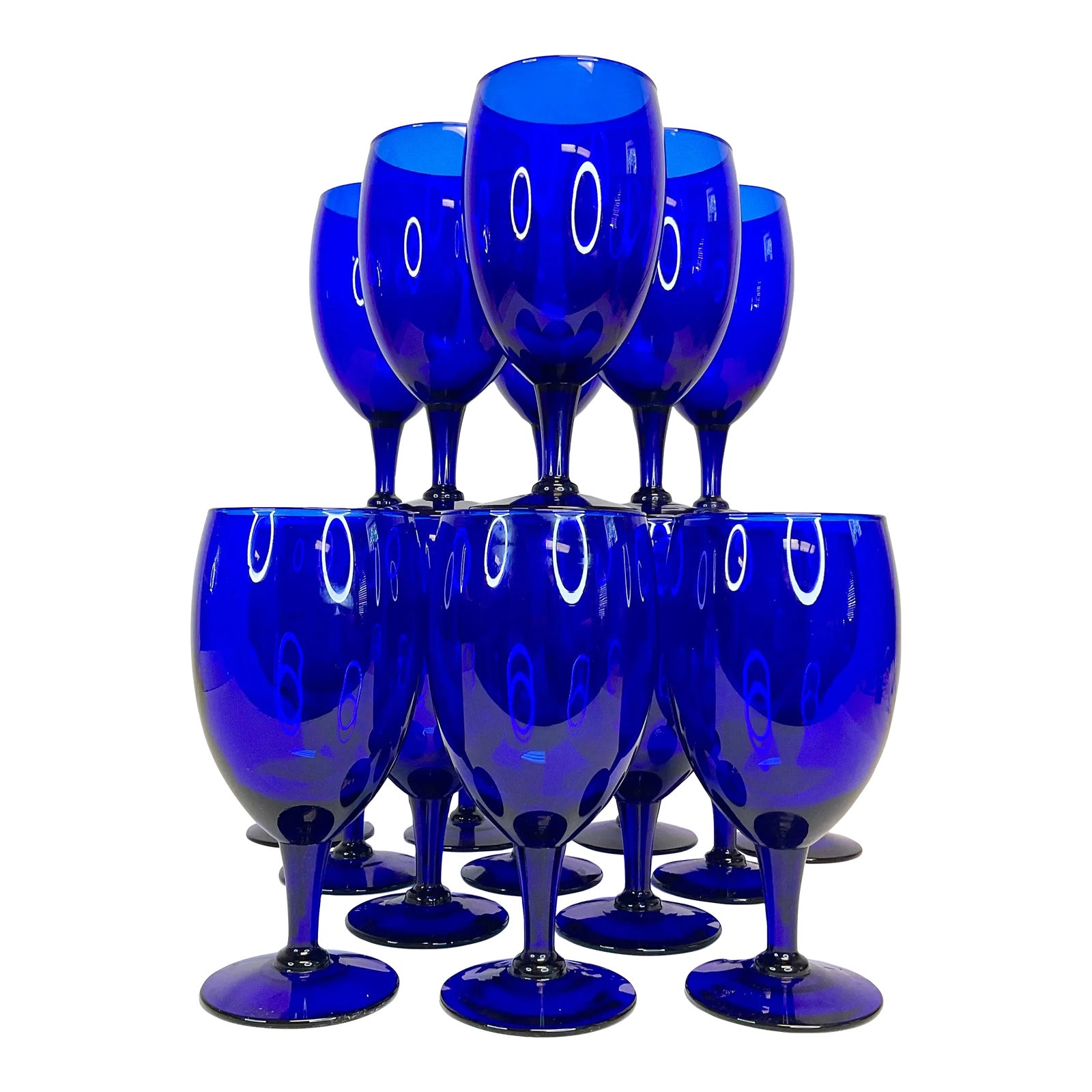 1940s Vintage Art Deco Hollywood Regency Cobalt Large Water-Wine ...