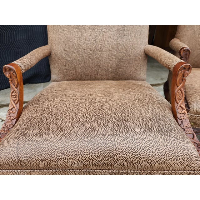 Sam Moore Leather Old World Armchairs--A Pair | Chairish