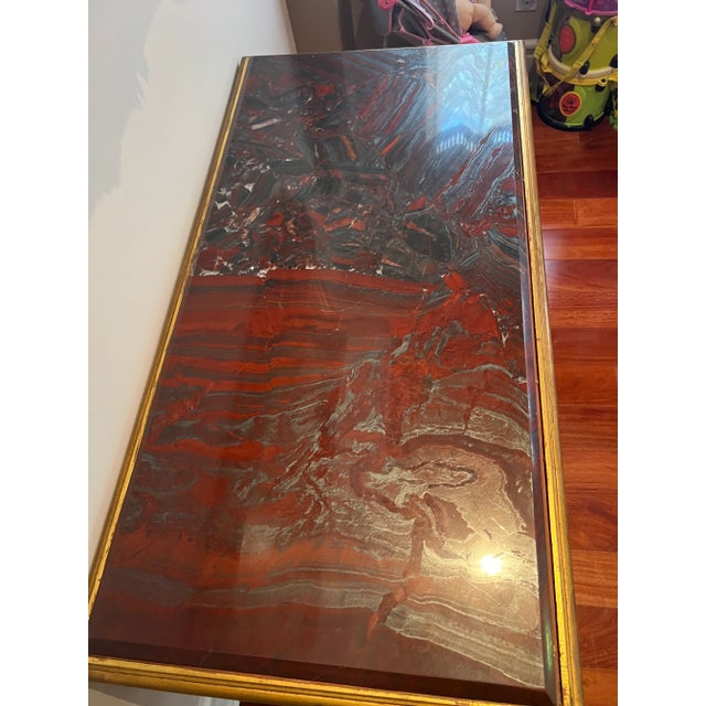 1990s Vintage Rococo Italian Gold Wood Granite Console Table | Chairish