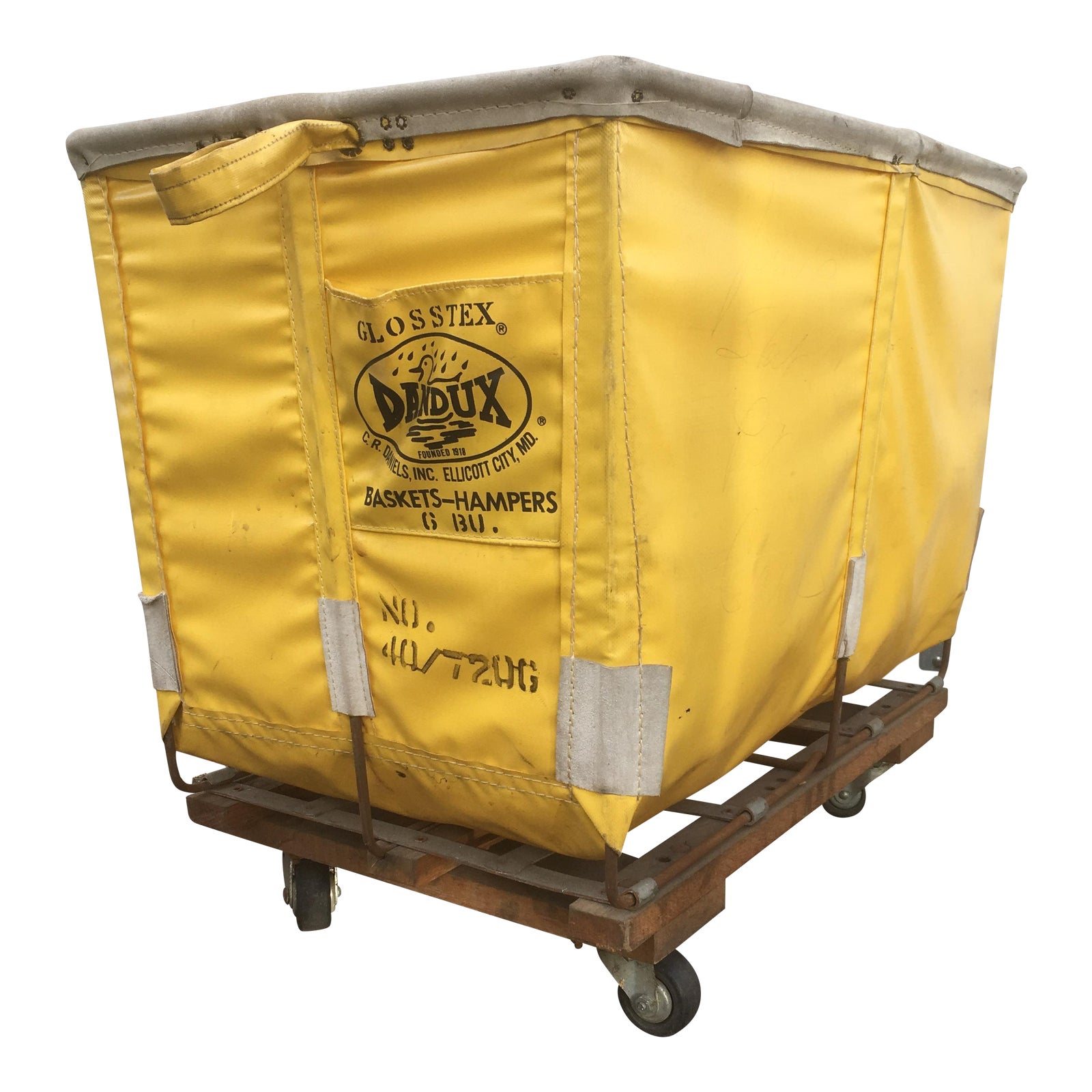 Yellow Dandux Laundry Cart | Chairish