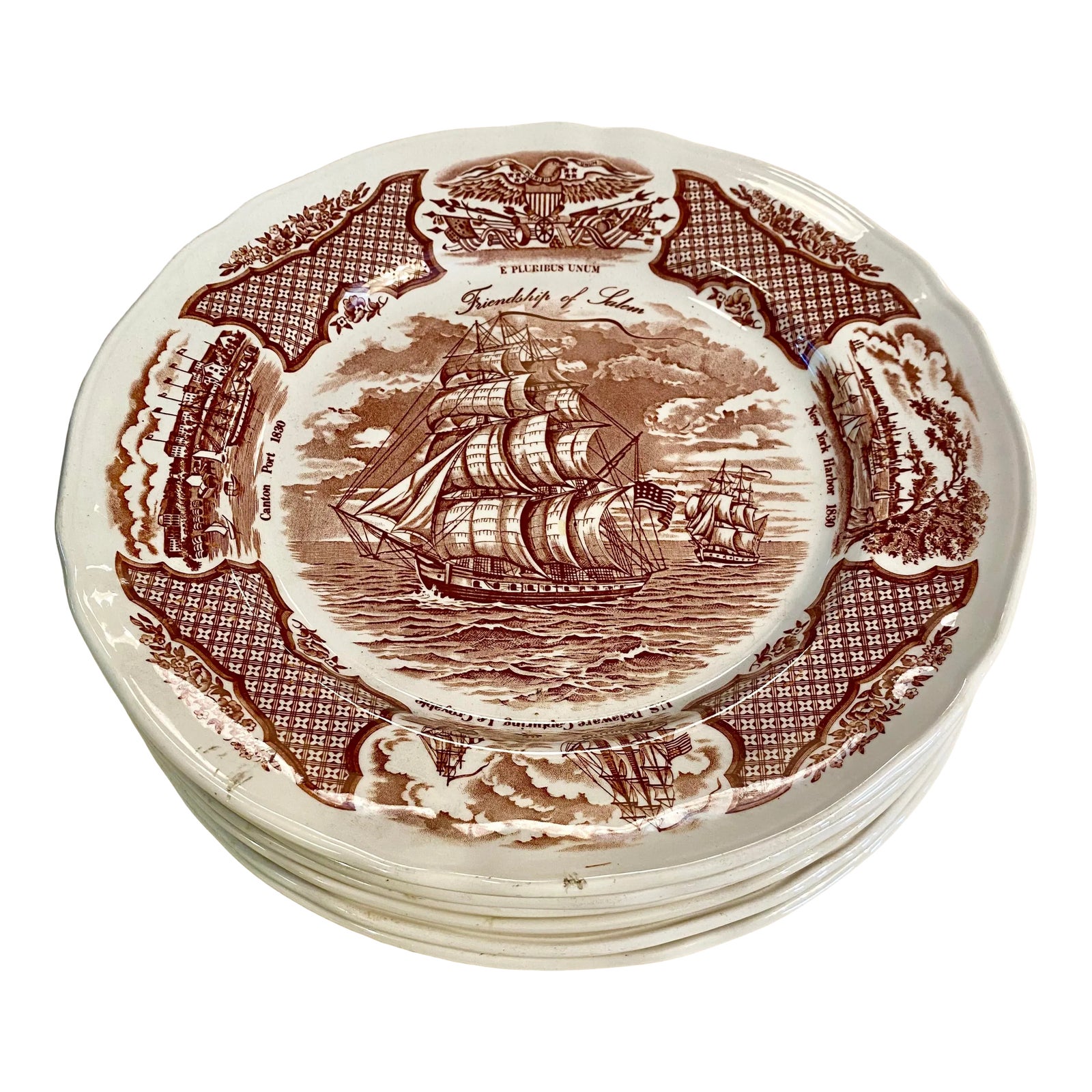 Staffordshire Nautical Plates S/6 | Chairish