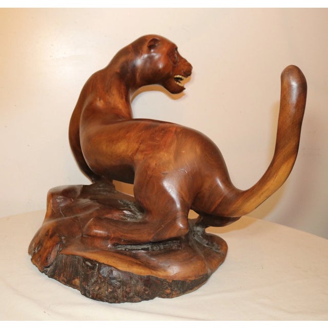 Life Size Antique 1800's Hand Carved Burl Wood Japanese Panther ...