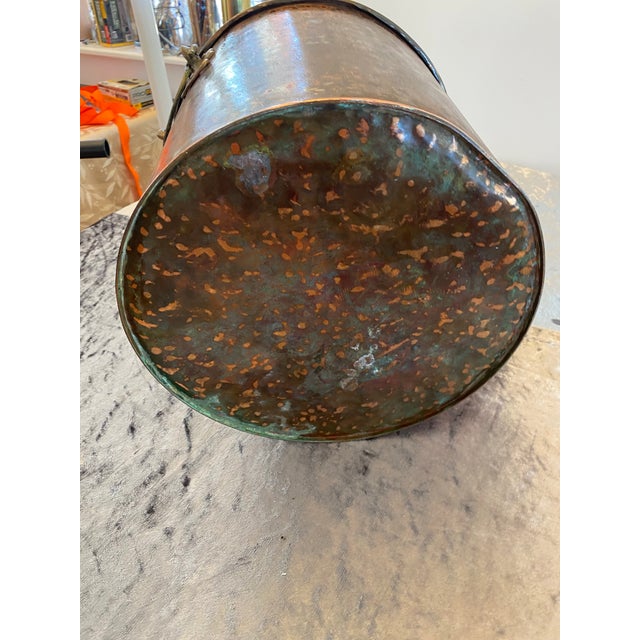 Large Antique Hand Hammered Copper Fire Wood Bucket With Brass Details ...