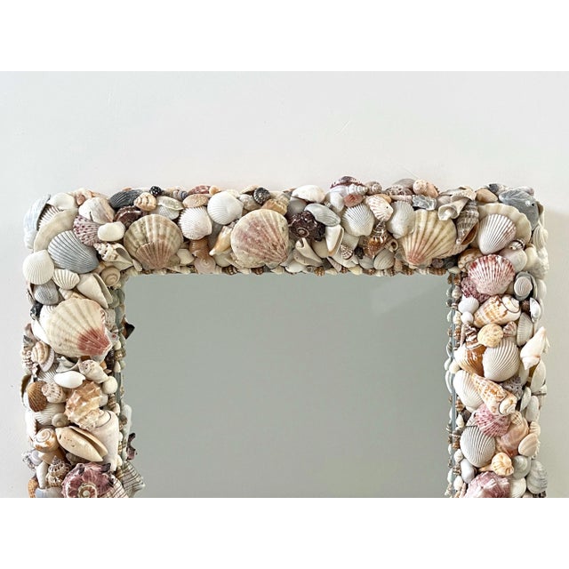 Vintage Rectangular Shell Encrusted Mirror | Chairish