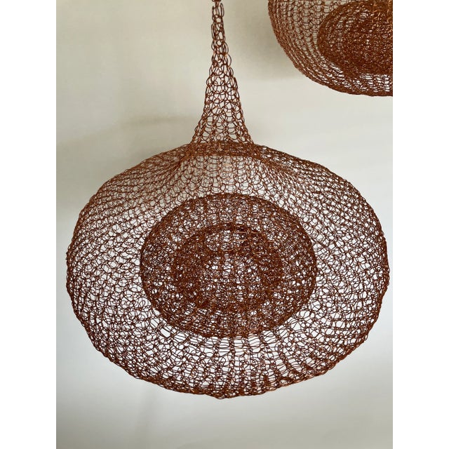 Set of 2 Copper Wire Rain Drop Sculptures | Chairish