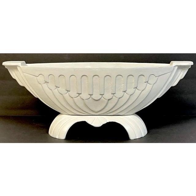 Art Deco Channeled & Arch Design Oval Garden Urns - A Pair | Chairish