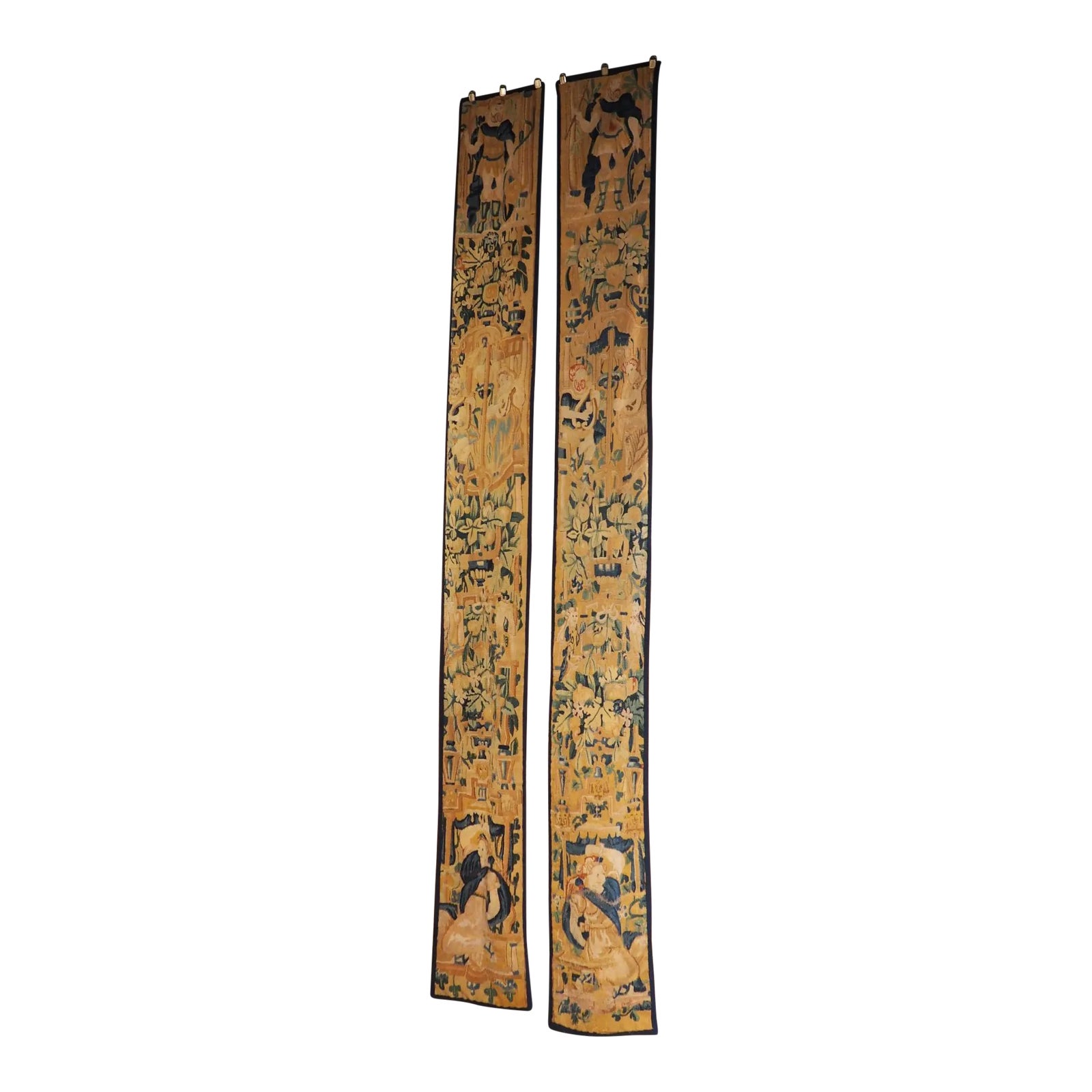Pair of 132 Inch Antique Tapestry Borders From Flanders, Circa 1580 ...