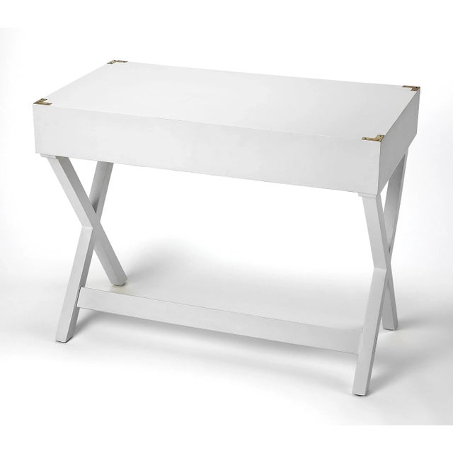 Forster Campaign Writing Desk, White | Chairish