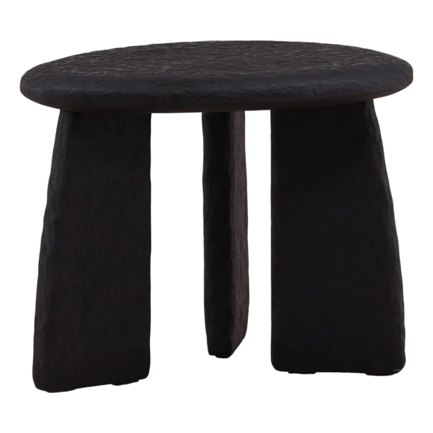 Modern Black Chiseled Wood Side Table | Chairish