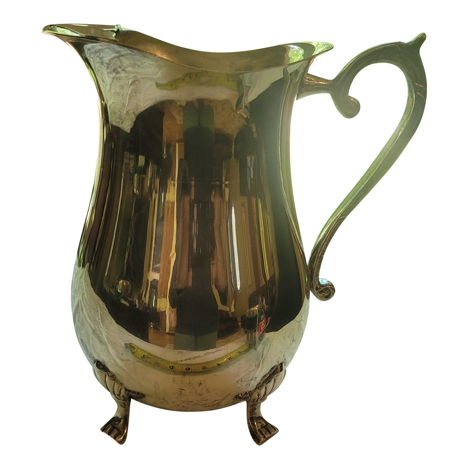 Vintage Silverplate Pitcher With Ornate Feet | Chairish