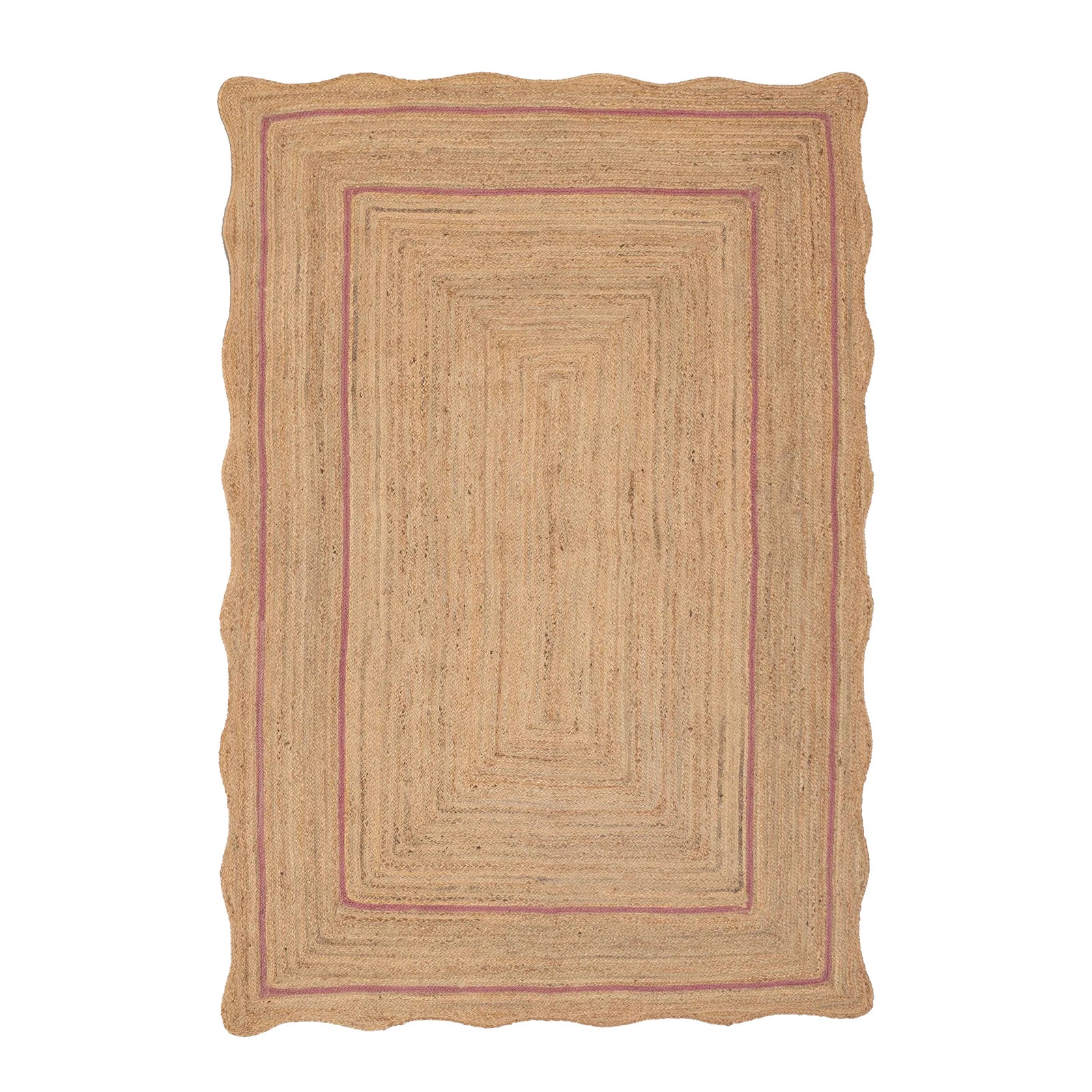 Pink Natural Jute Wave Scallop Rug 5x8 Ft. | Chairish