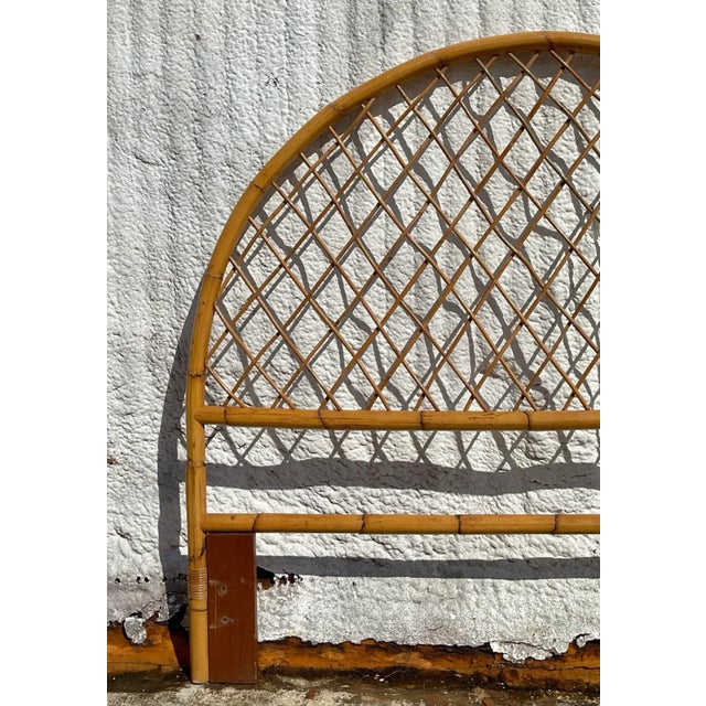Late 20th Century Vintage Coastal Arched Rattan Trellis Full Headboard ...