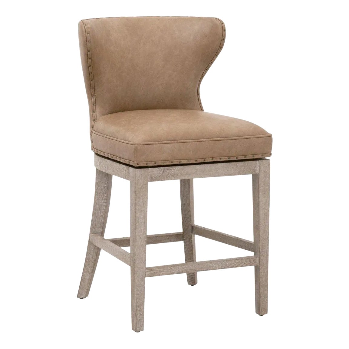 Essentials For Living Milton Leather Swivel Counter Stool | Chairish