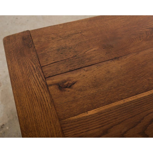 Country English Provincial Oak Farmhouse Trestle Dining Table | Chairish