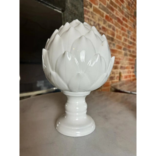 White Classic Ceramic Artichoke Decorative Sculptures - Set of 2 | Chairish