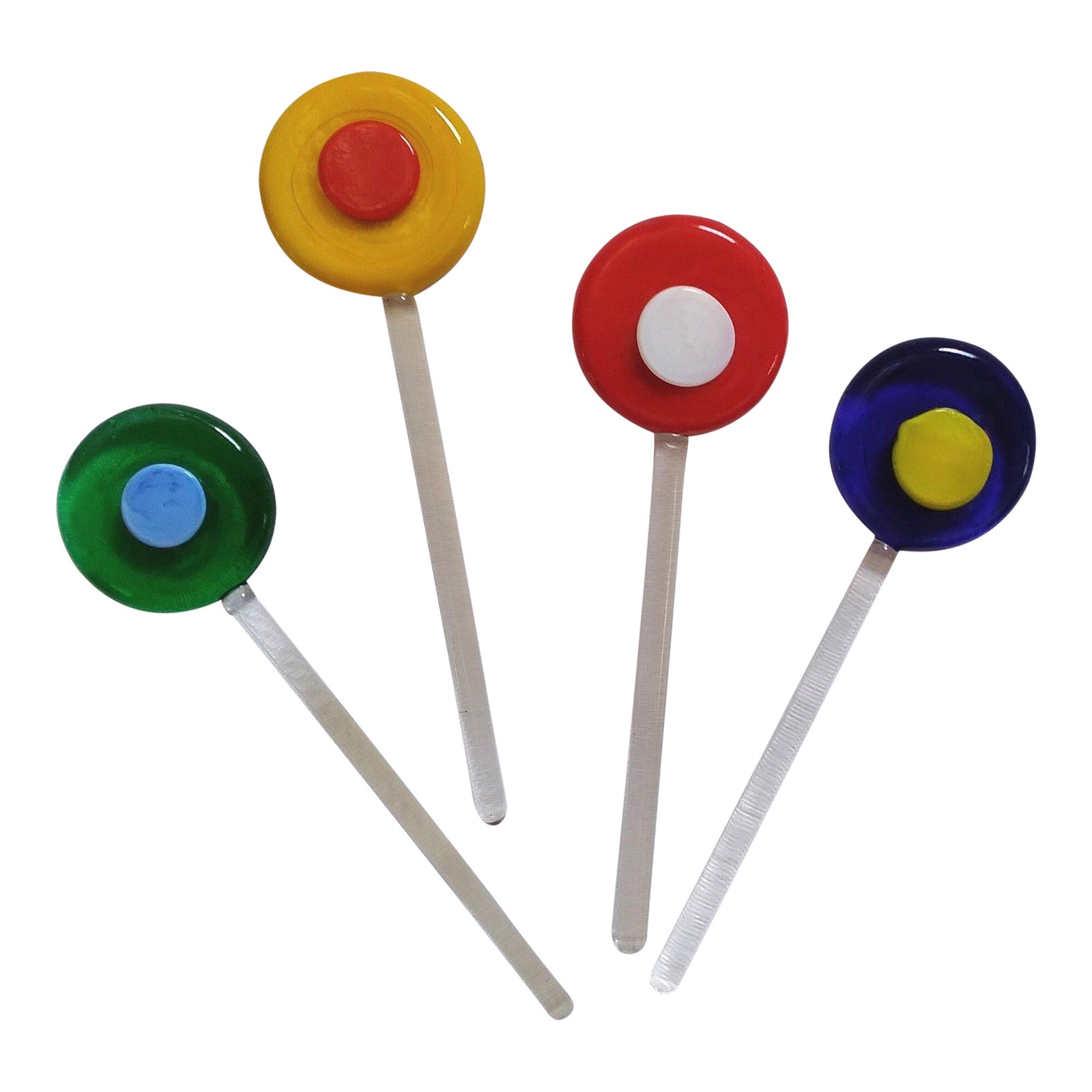 1980s Italian Blown Glass Lollipops- Set of 4 | Chairish