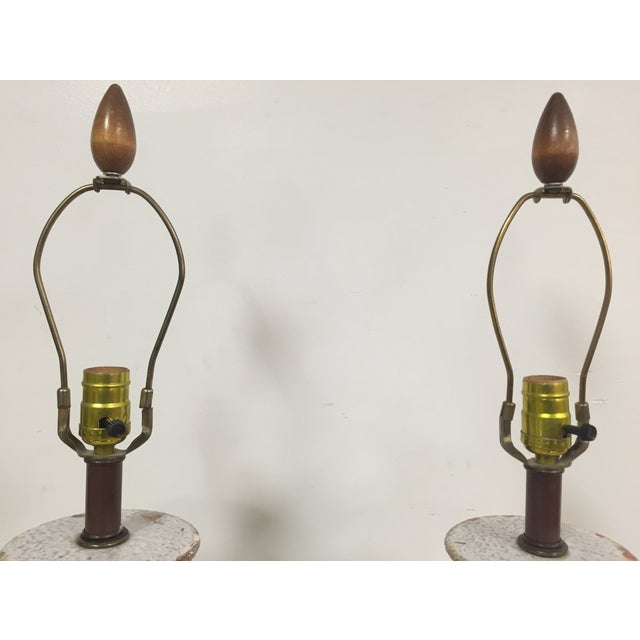 Mid-Century Yellow & Red Table Lamps - A Pair | Chairish