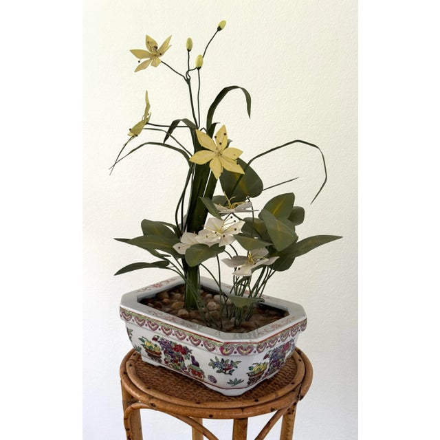 Vintage Joey Bonhage Attrib Tole Potted Flowers in Jardiniere | Chairish