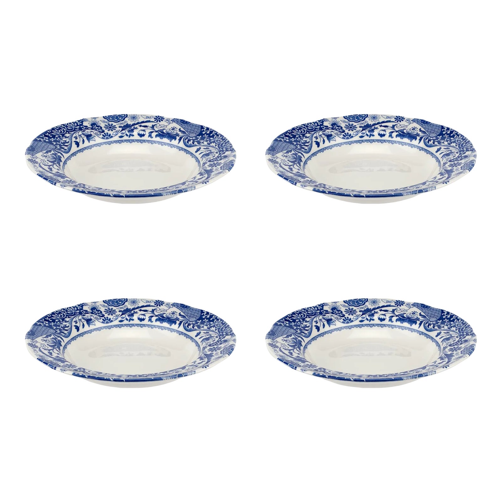 Spode Blue Italian Brocato Soup Plate 9" - Set of 4 | Chairish