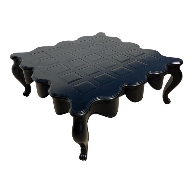 Vintage 20th Century French Scalloped Coffee Table With Checkered ...