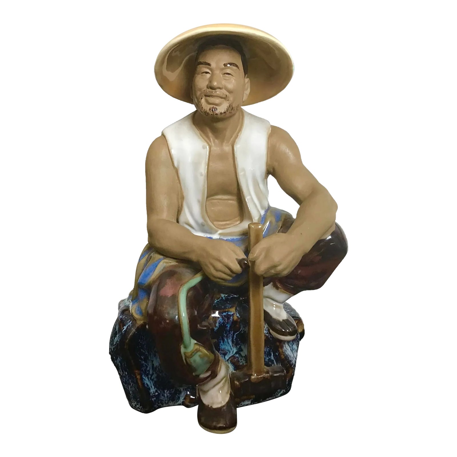 1970s Chinese Men Ceramic Figurine | Chairish