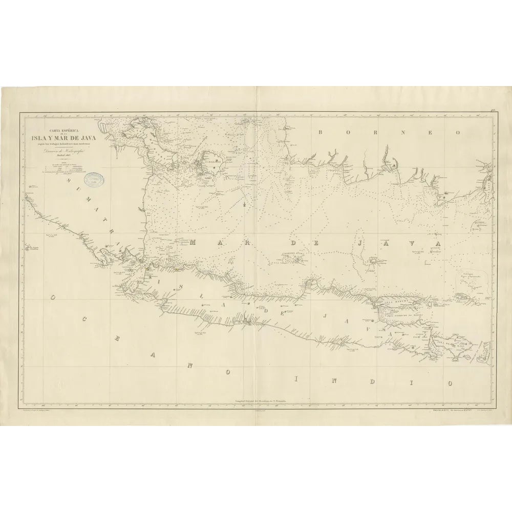 Large Chart of the Island and Sea of Java, 1863 | Chairish