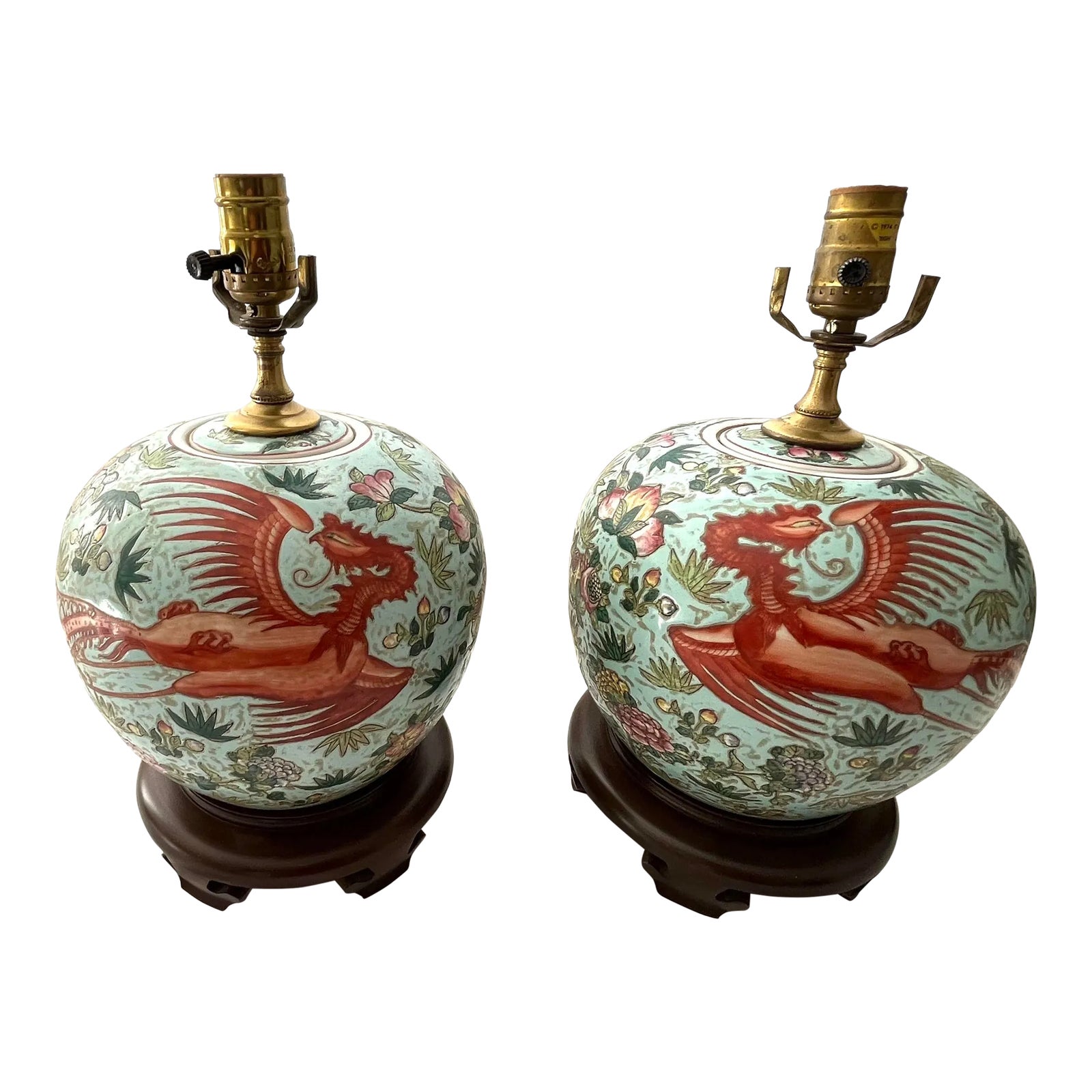 Vintage Chapman Porcelain Ginger Jar Lamps, a Pair | Chairish